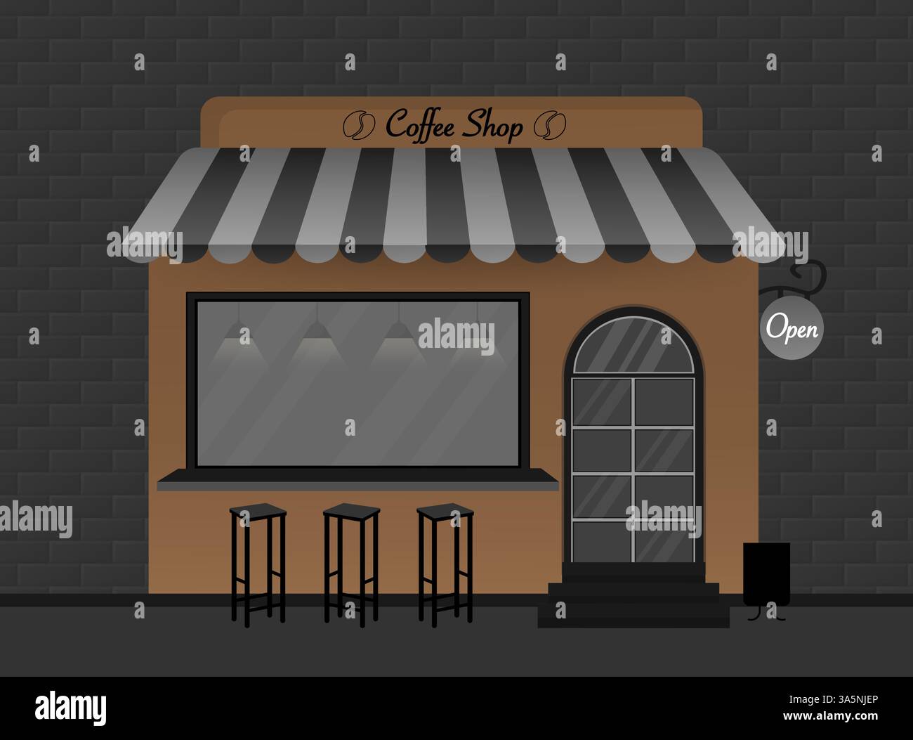 Coffee shop design. Vector flat cartoon illustration. Cozy vector ...