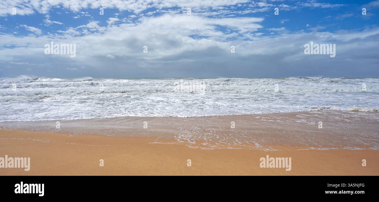 Very rough seas whipped up by the winds of an approaching cyclone with ...