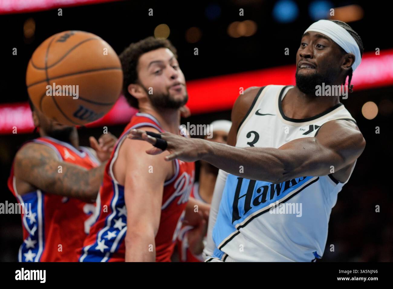 Atlanta Hawks guard Caris LeVert (3) passes the ball against ...
