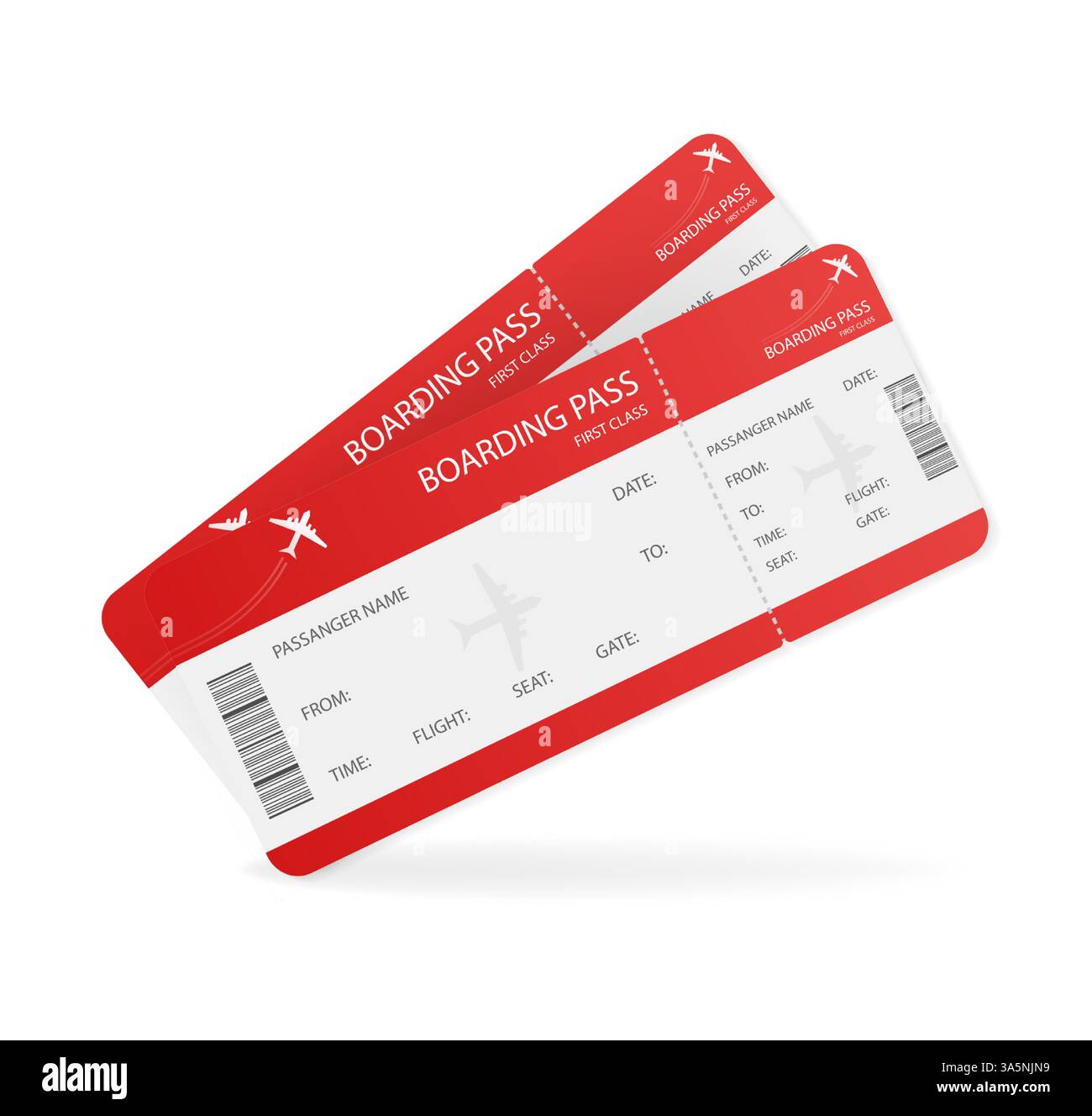 Flat empty airline tickets for concept design. Flat vector illustration ...