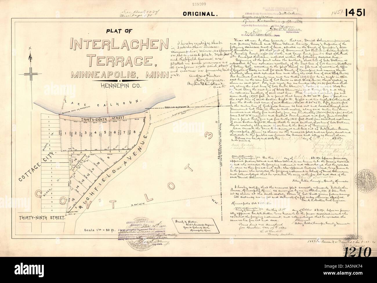 The plat map of Interlachen Terrace in Minneapolis shows the layout of ...