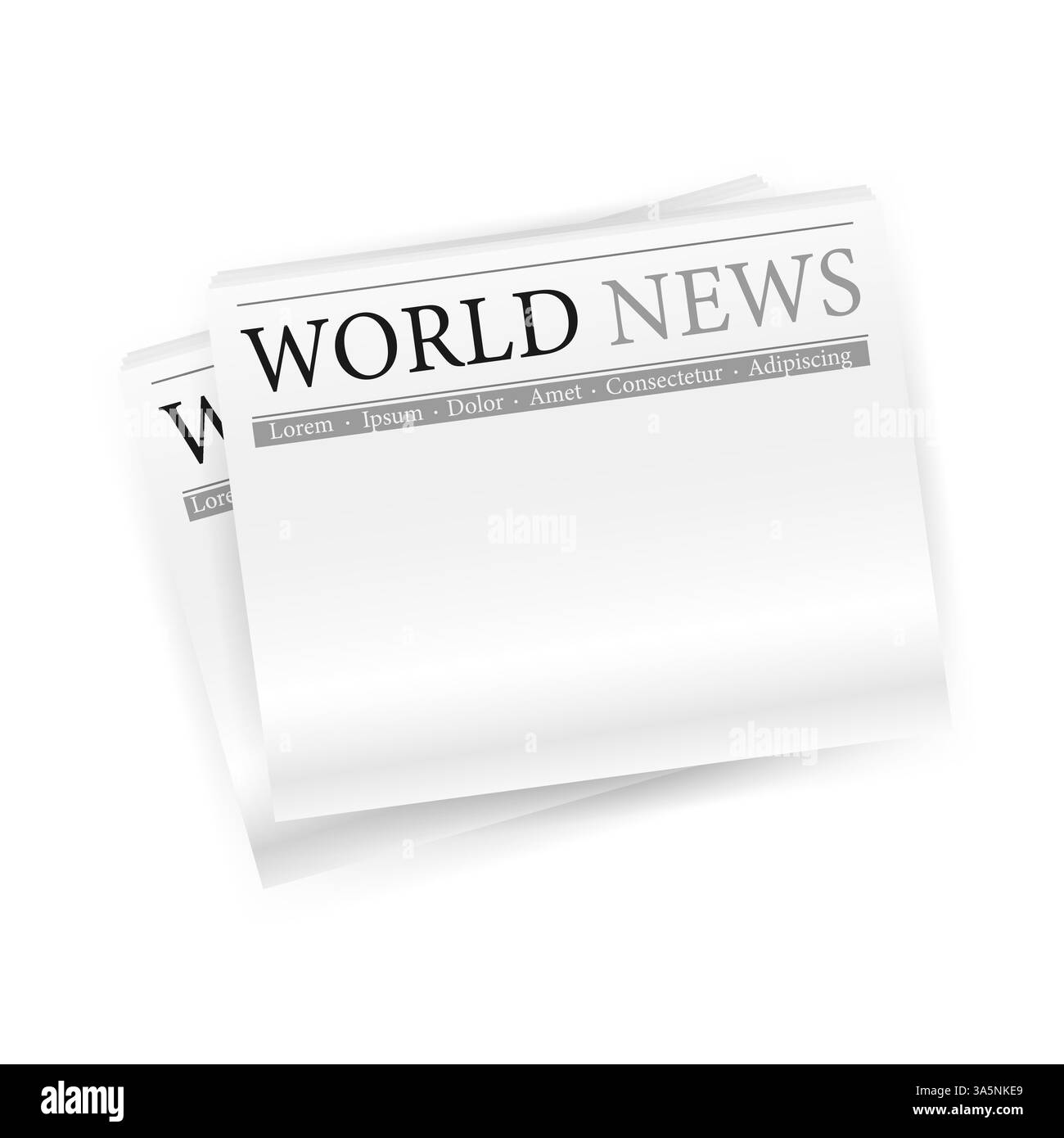 Newspaper empty for print design. White background. Mockup on white ...