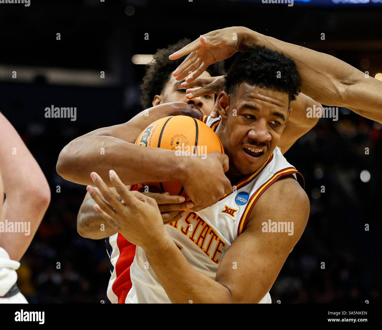 Iowa State center Dishon Jackson (1) grabs the ball against Mississippi ...