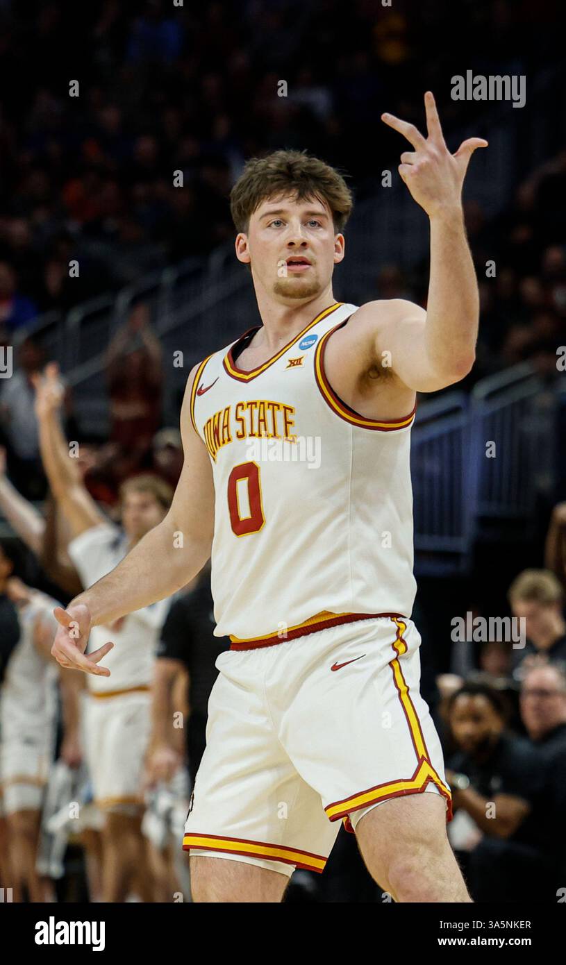 Iowa State guard Nate Heise (0) reacts after his three-point basket ...