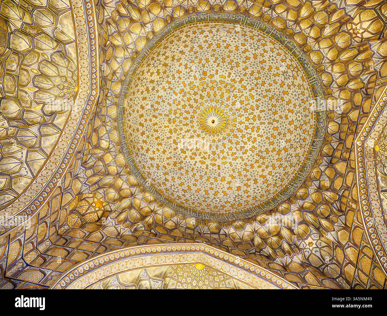 Samarkand, uzbekistan -sep 18, 2024 - golden patterns highlighting ...