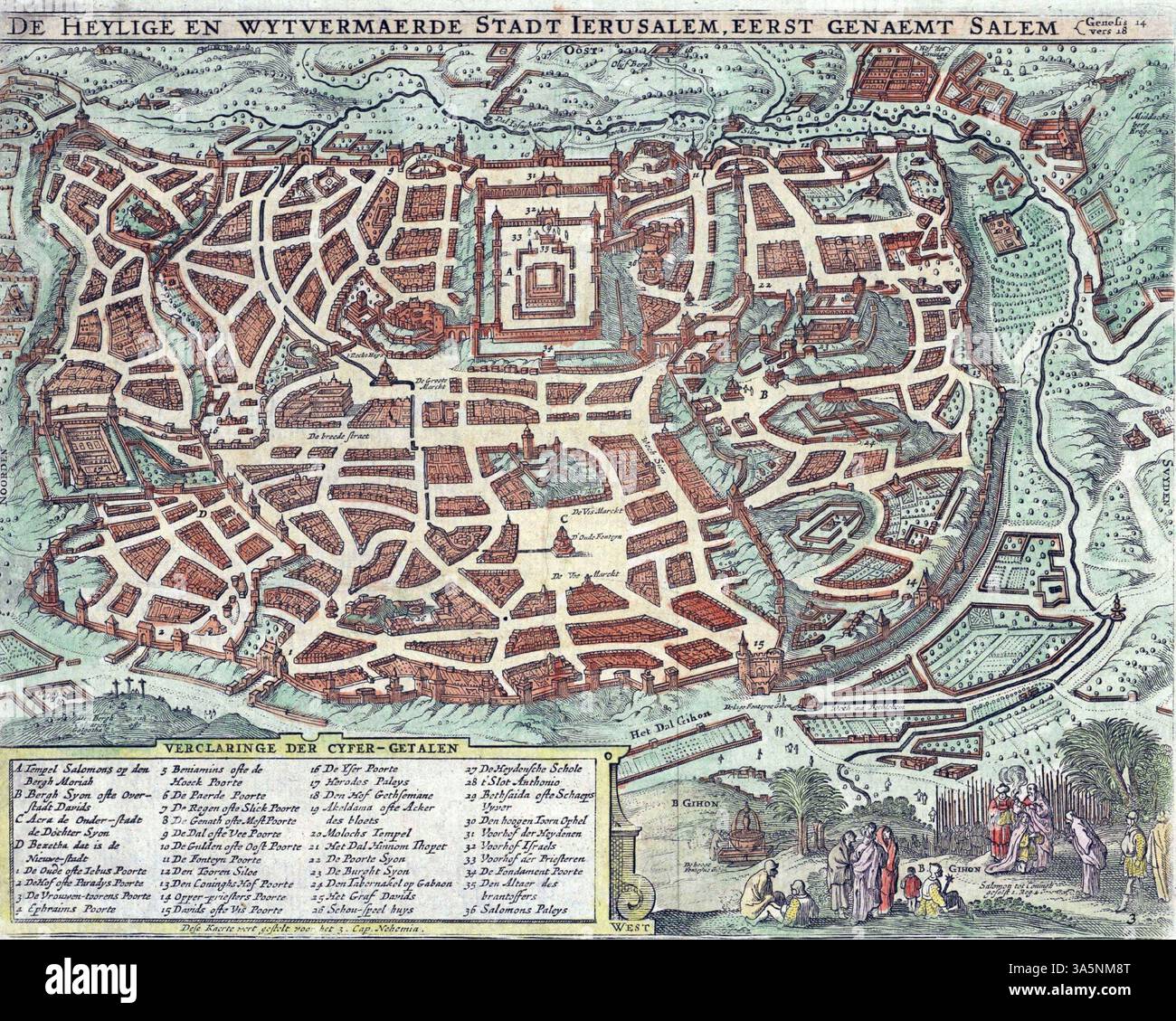 JERUSALEM - MAR 3, 2025 - Historical map detailing Jerusalem's urban ...
