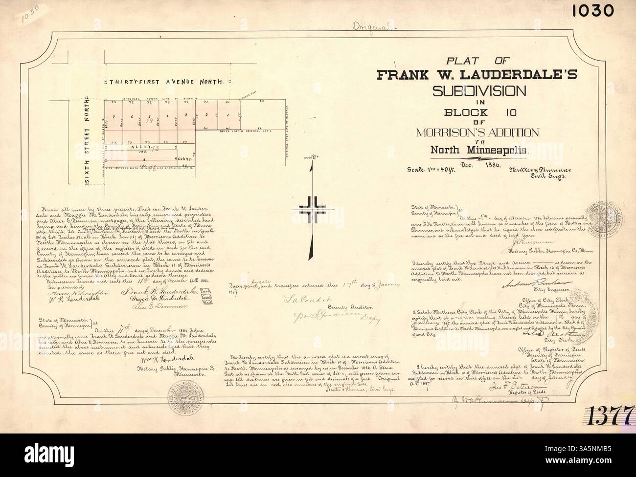 This plat shows the subdivision of Frank W. Lauderdale in Block 10 of ...