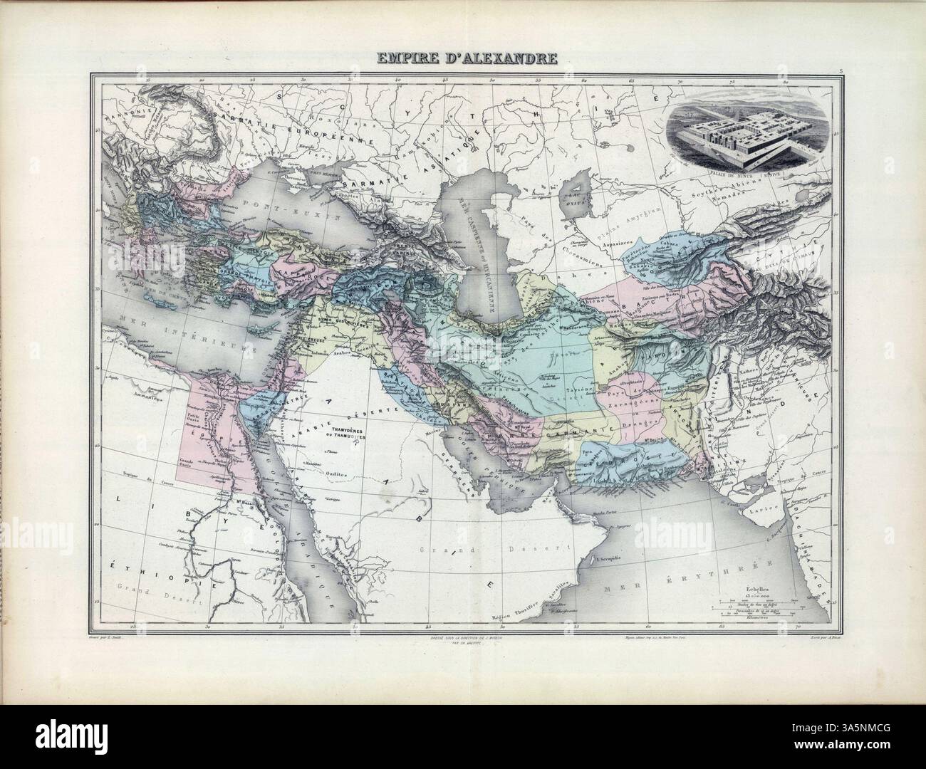 SEATTLE -SEP 19, 2022 - Antique map of the empire of alexander the ...