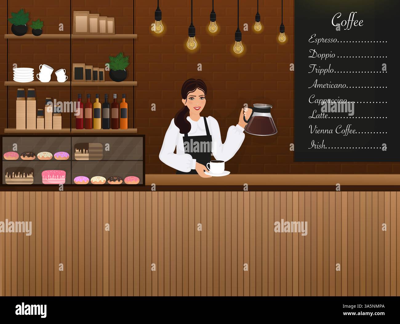Flat character coffee shop barista. Vector illustration flat design ...