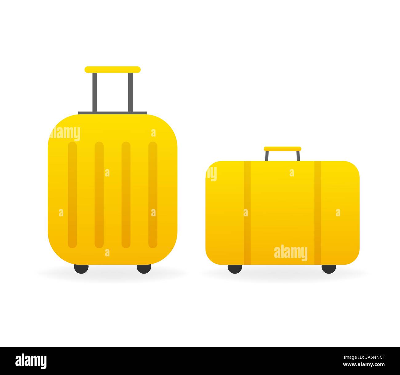 Vintage flat illustration with yellow suitcase icons. Vacation, holiday ...