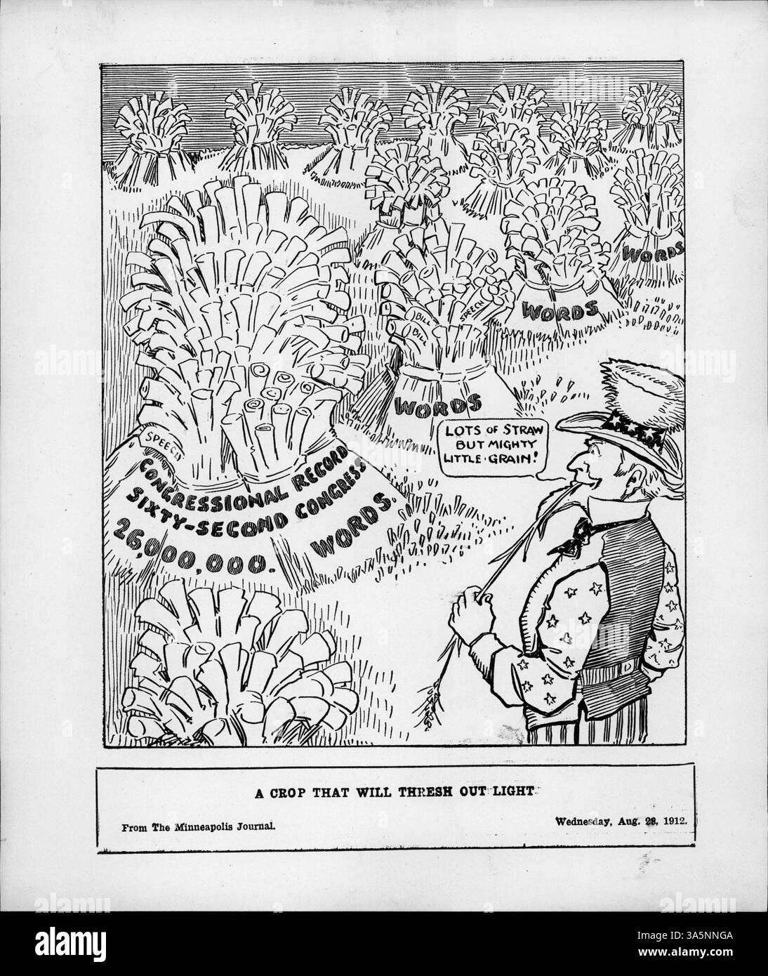 This political cartoon shows uncle sam commenting on the abundan hi-res ...