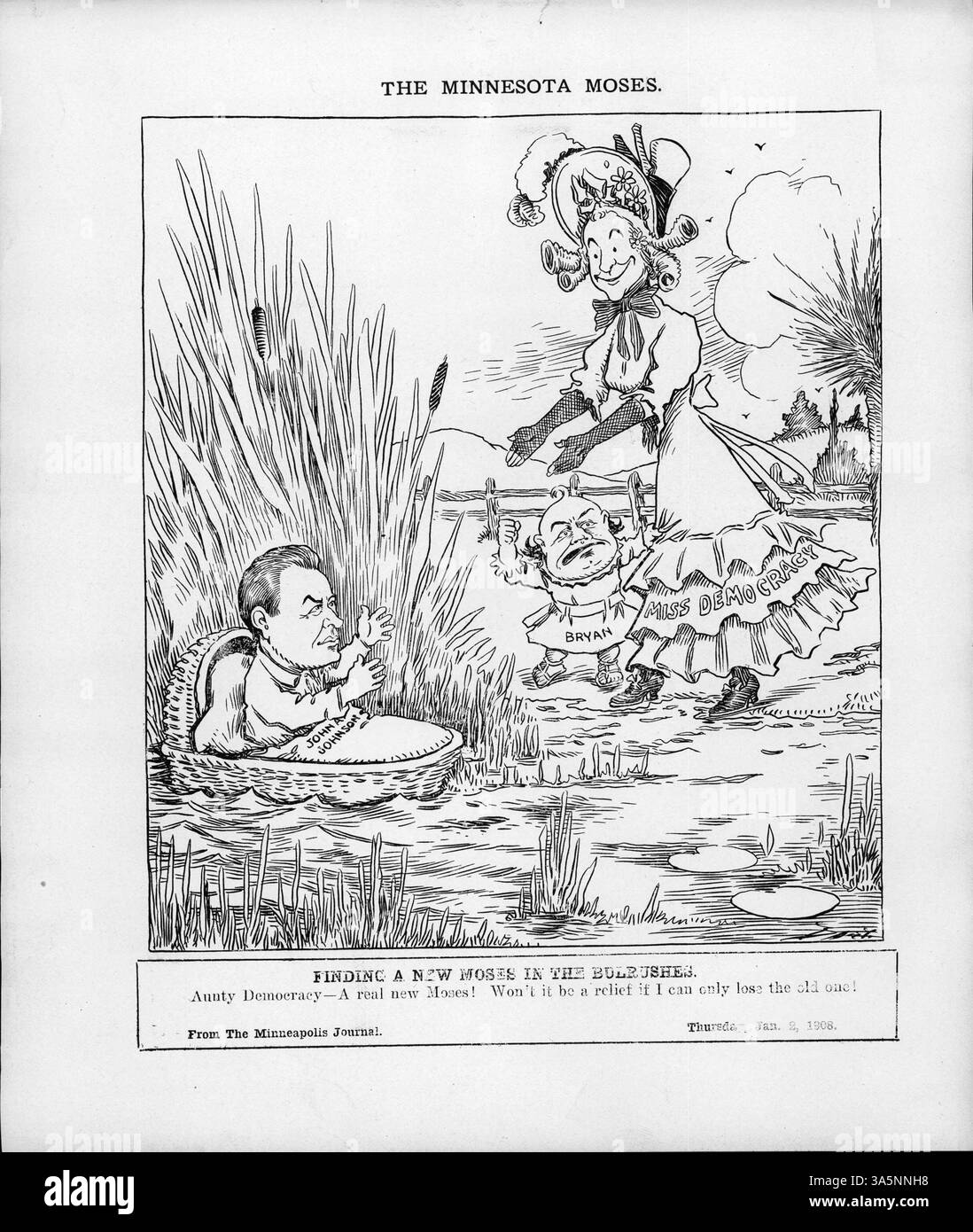 A scene from a Minnesota political cartoon showing Miss Democracy and ...