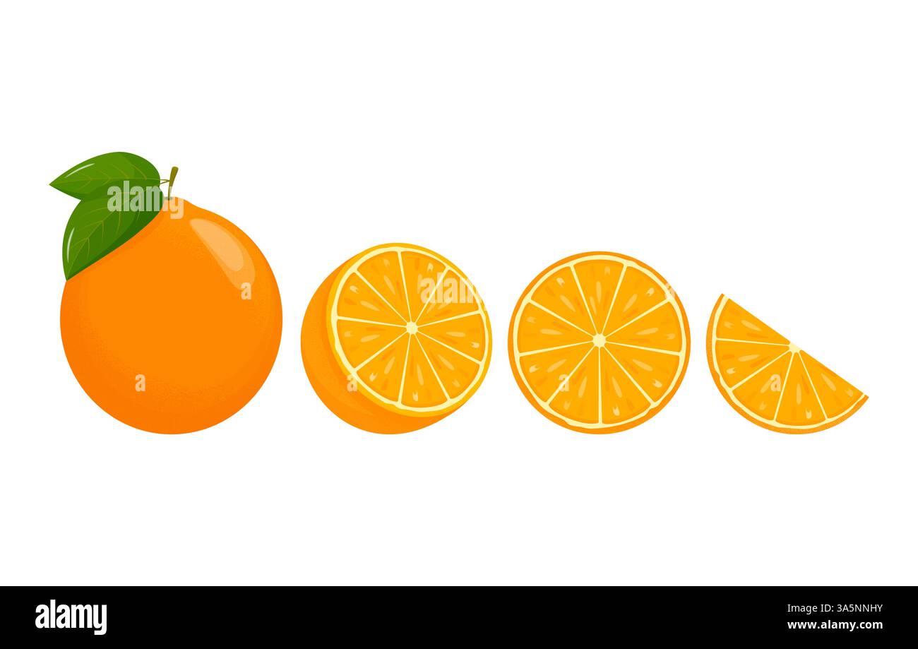 Orange fruit. Oranges that are segmented on a white background, juicy ...