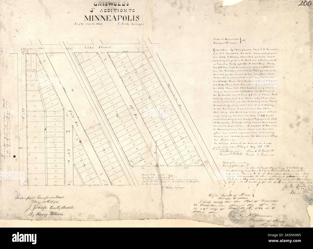Griswold's 3rd Addition to Minneapolis is a historic map detailing the ...