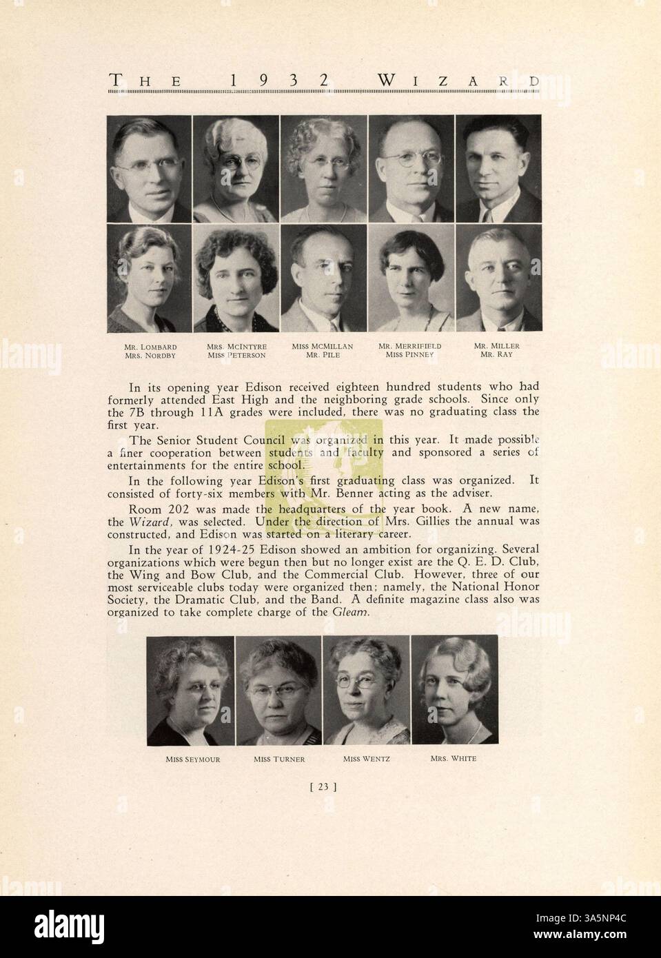This 1932 edition of the 'Wizard' yearbook from Edison High School ...