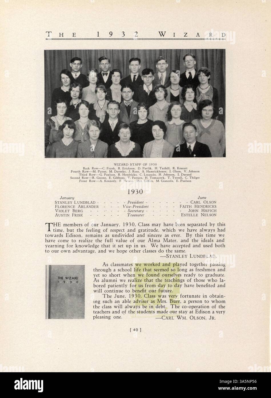 This 1932 edition of the Wizard yearbook features portraits and ...