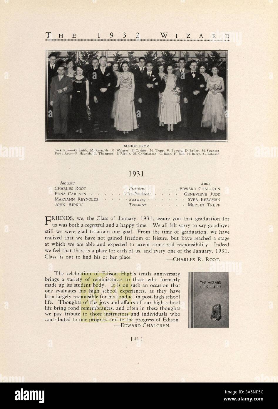 The 1932 Wizard yearbook from Edison High School offers a comprehensive ...