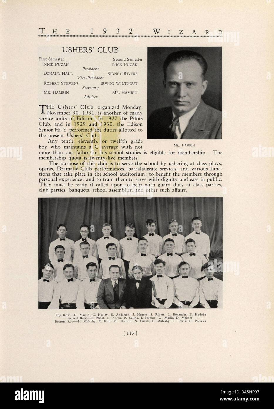 This 1932 Edison High School yearbook highlights the academic, social ...