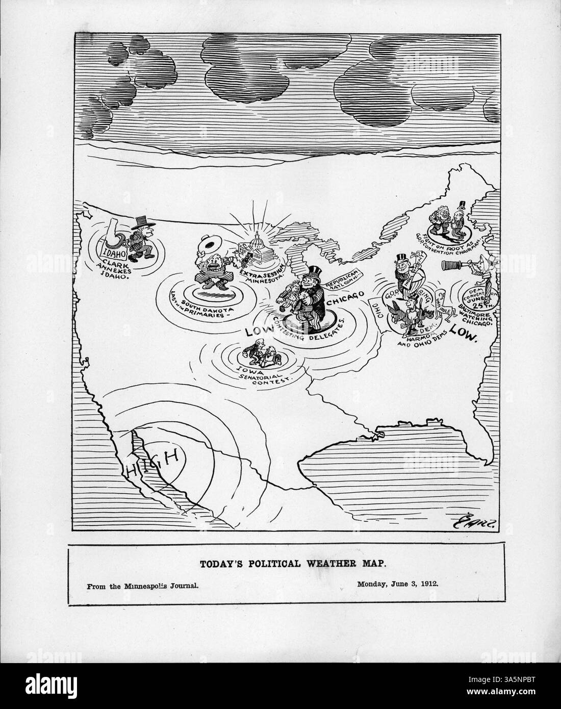 The 1912 political weather map illustrates key political events hi-res ...
