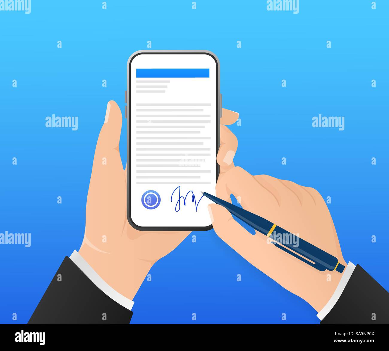 Electronic signature in flat style. Flat infographic. Phone icon vector ...