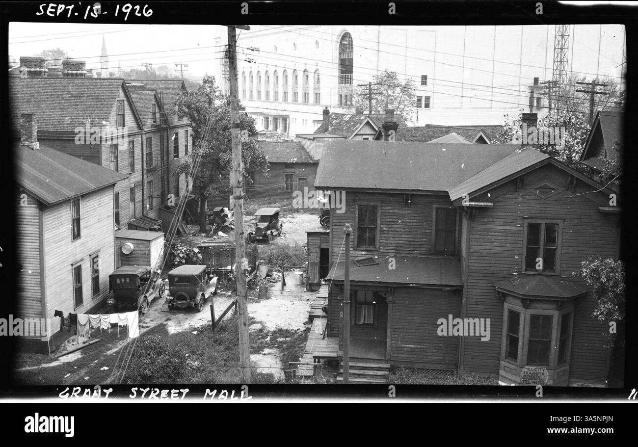 A historical photograph showing several houses on Grant Street and ...