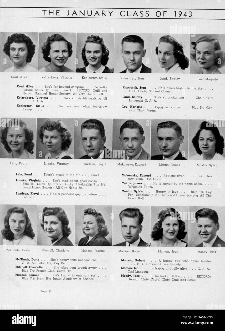 The 'Wizard' yearbook from Edison High School, 1943 edition, documents ...