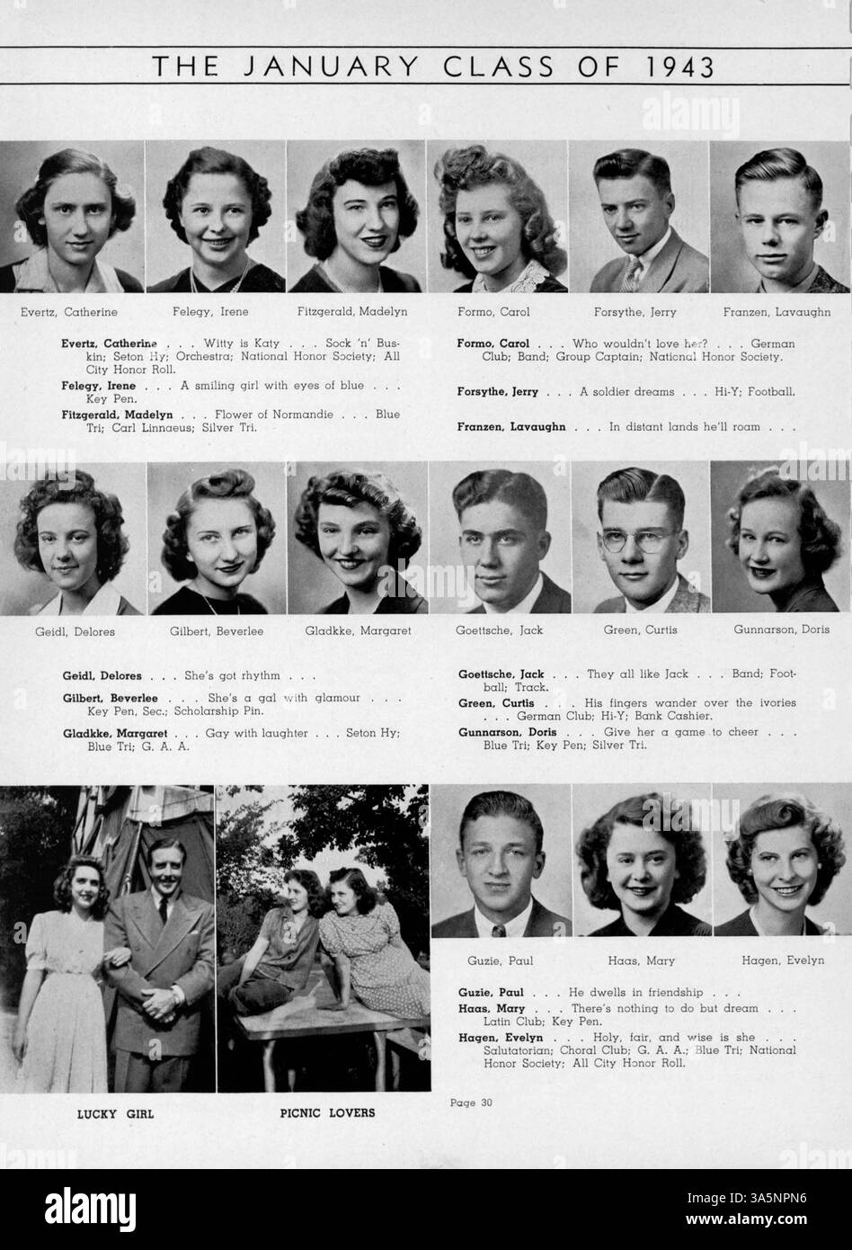 Academic milestones from the 1942 1943 school year hi-res stock ...