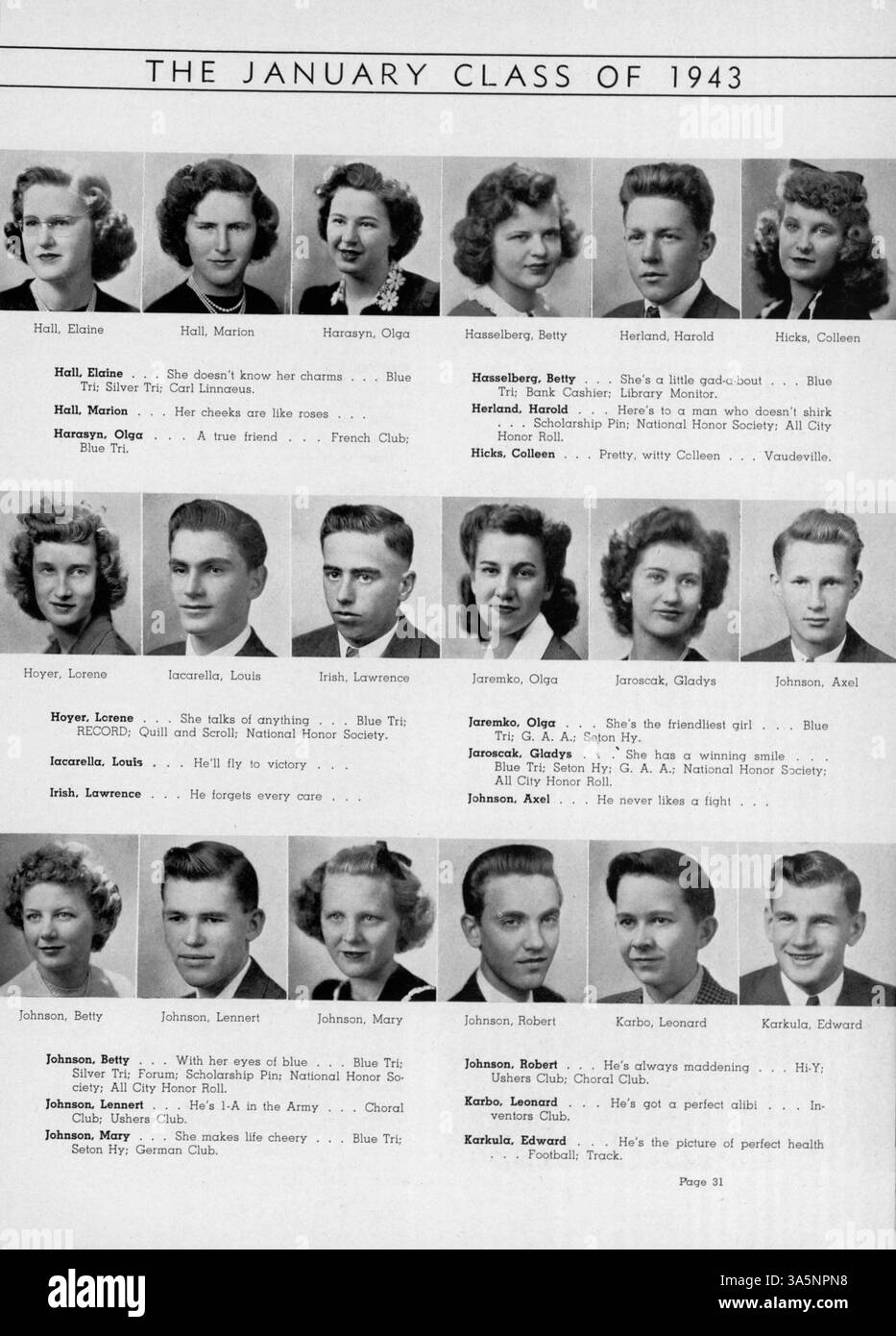 The 1943 'Wizard' yearbook from Edison High School captures the student ...