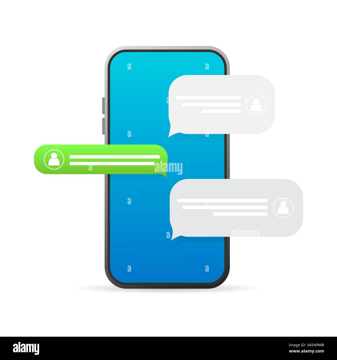 Flat green button on white background. Talk bubble speech icon ...