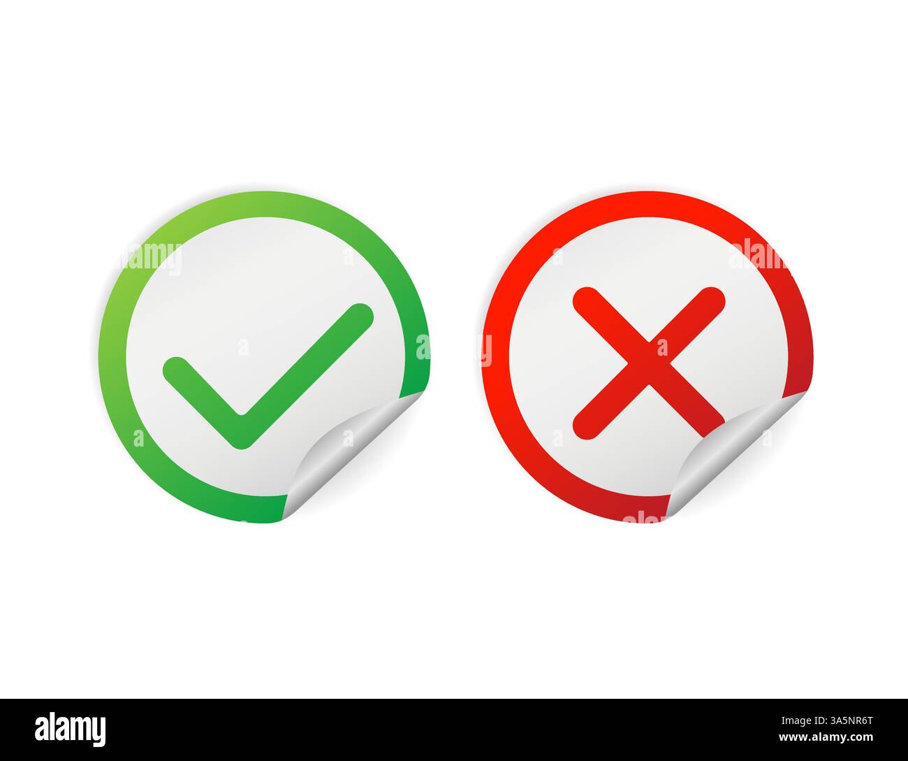 Flat yes no sticker. Check mark icon vector isolated. Accept button, decline button. Vector ...