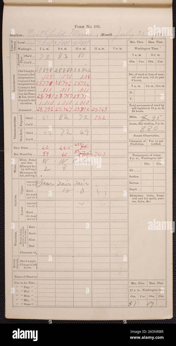 The Carleton College weather diaries from July 1884 document daily ...