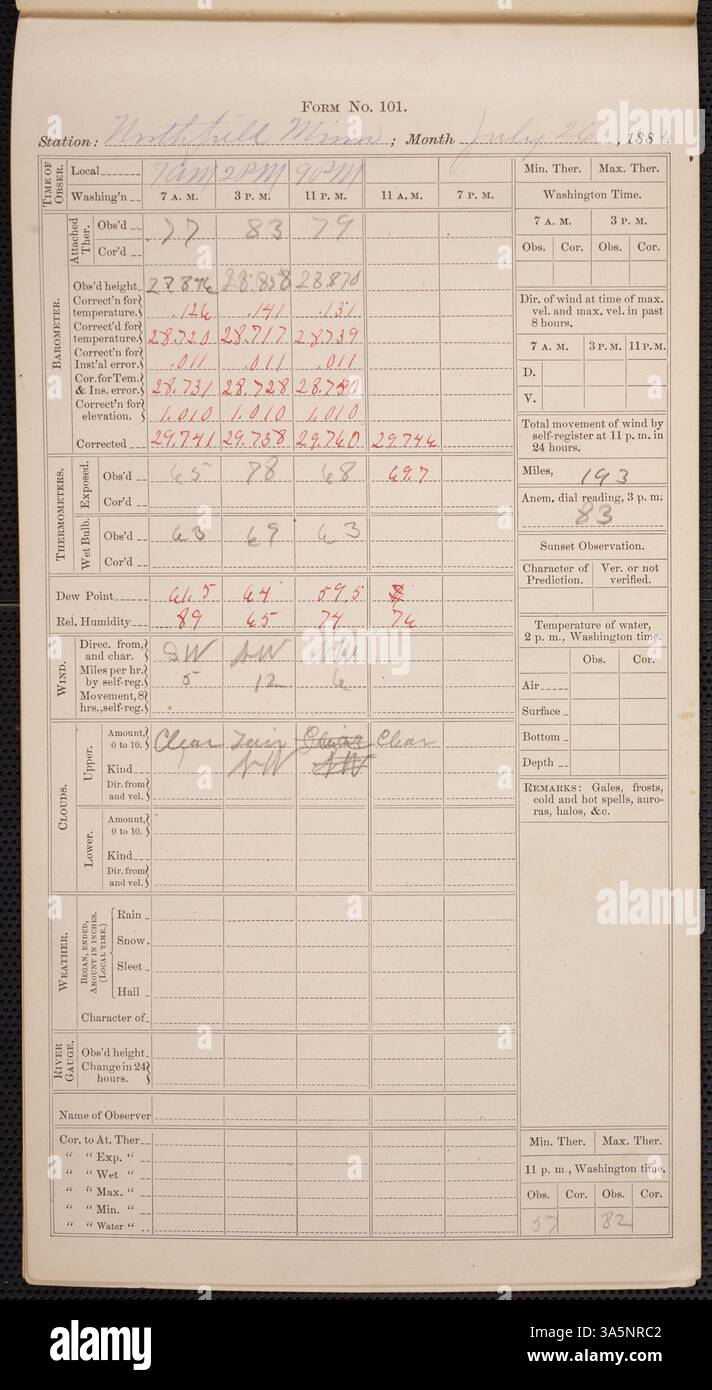 In July 1884, Carleton College’s weather diaries recorded daily ...