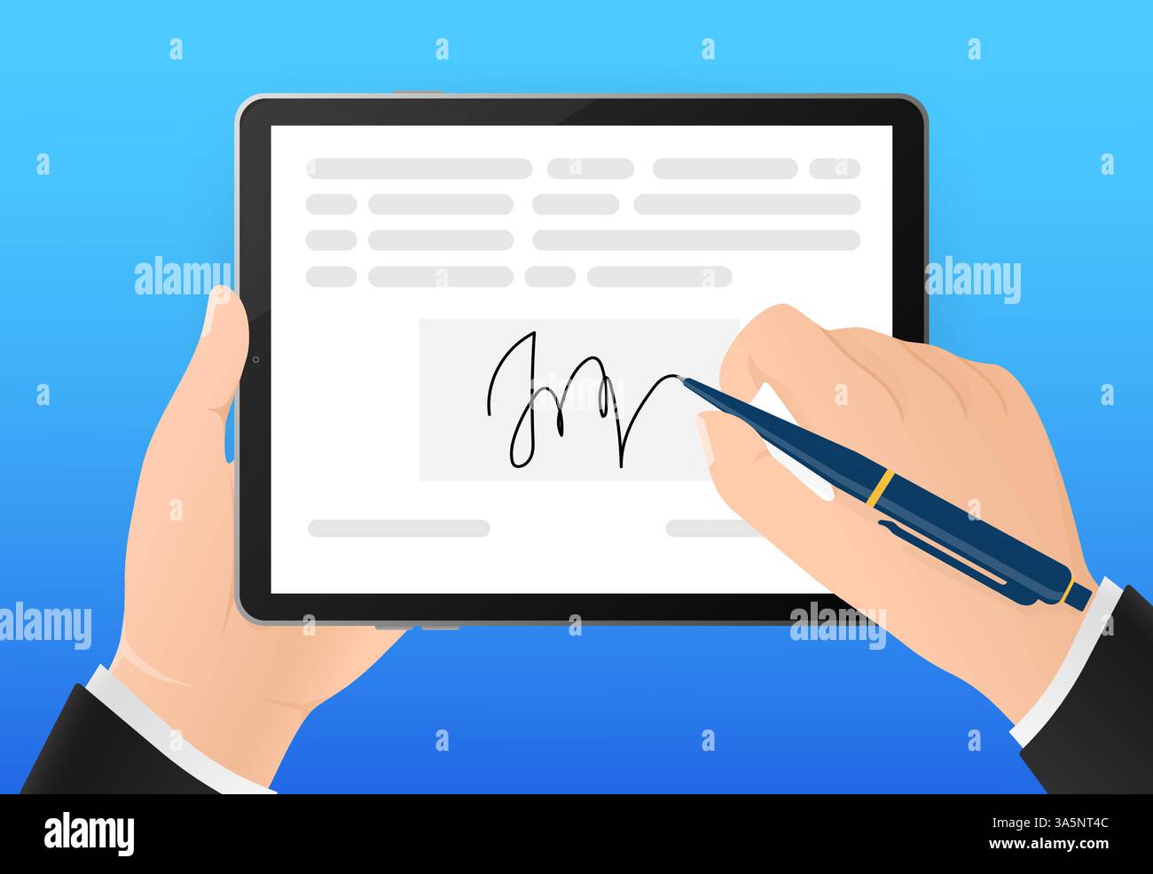 Electronic signature in flat style. Flat infographic. Phone icon vector ...