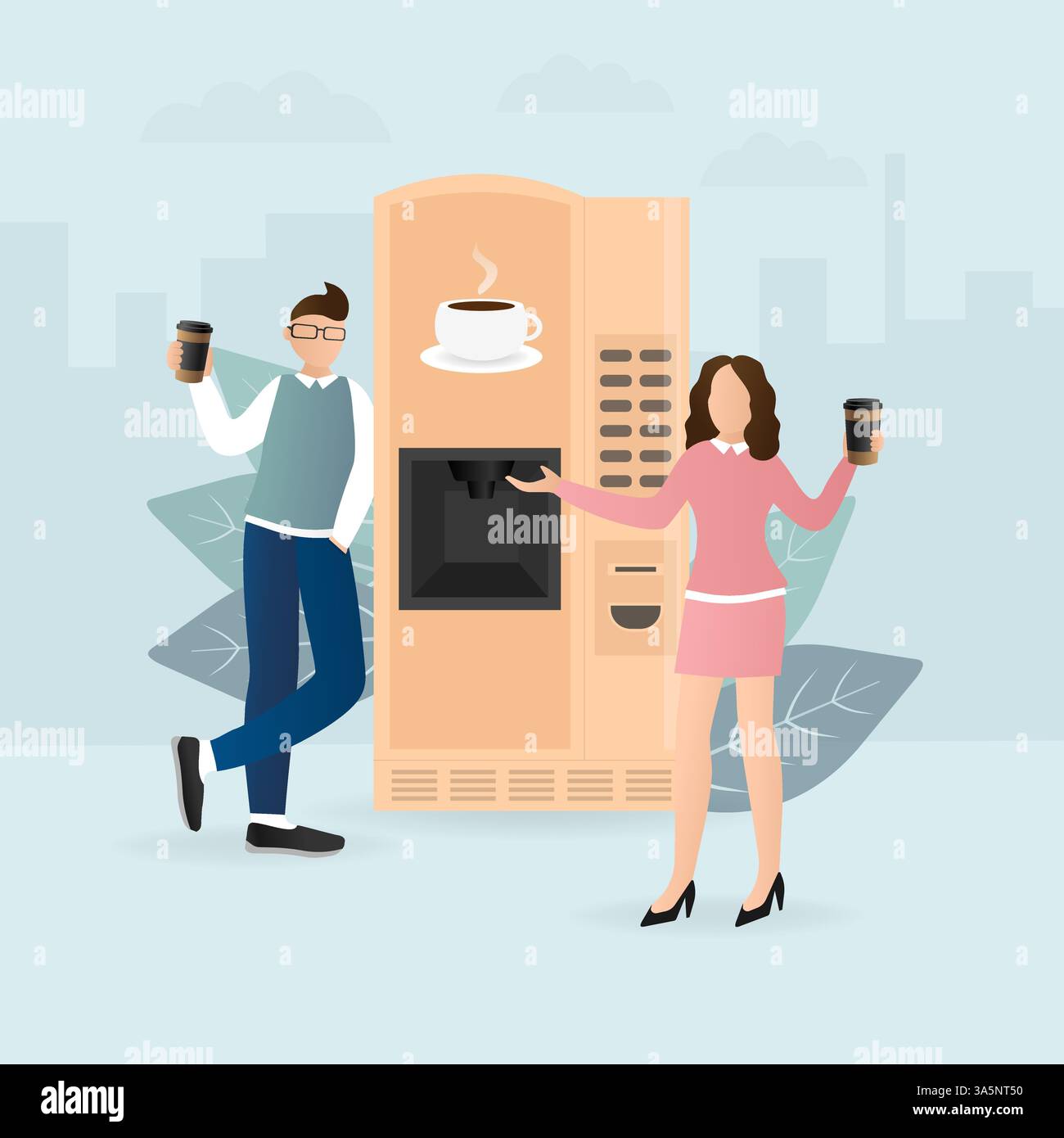 Cartoon character. Coffee break vending machine, great design for any ...