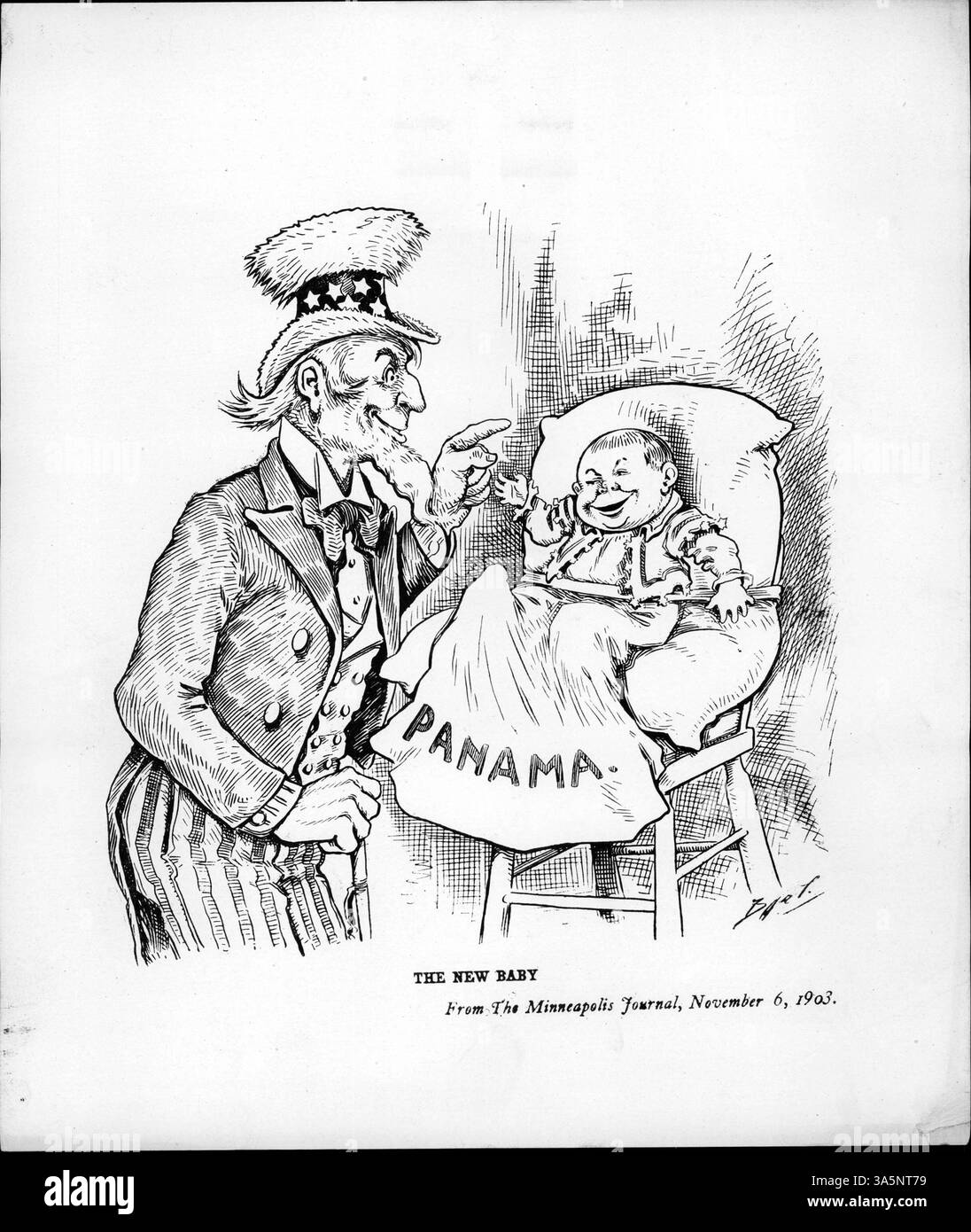 The illustration of Uncle Sam playing with the Panama baby represents ...