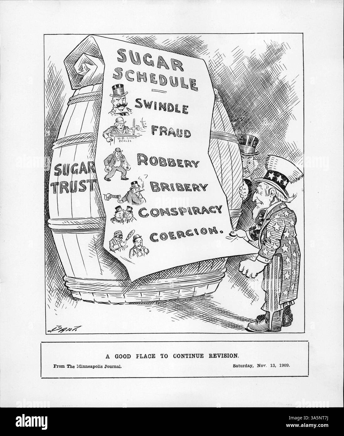 This political cartoon critiques the American Sugar Refining Company ...