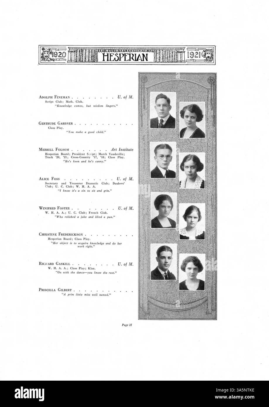 The 'Hesperian' yearbook from 1921 captures the academic and extracurricular activities at West ...