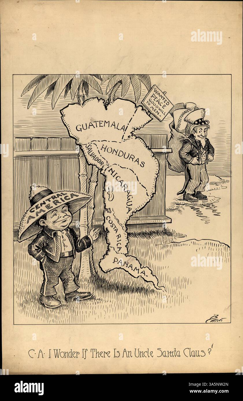 A child symbolizing Central America stands next to a map shaped like a ...