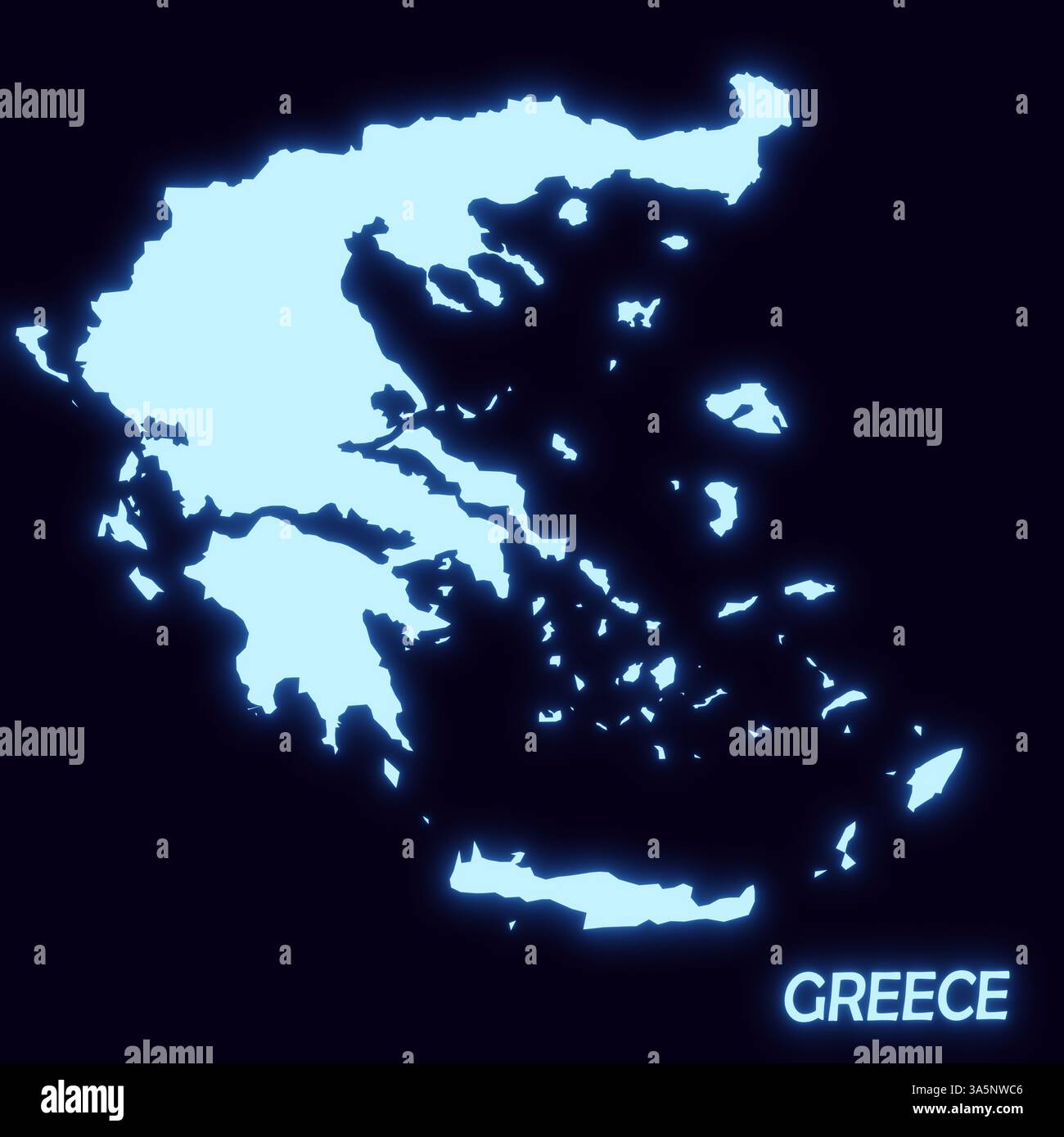 Greece map on dark background, futuristic neon map illustration Stock ...