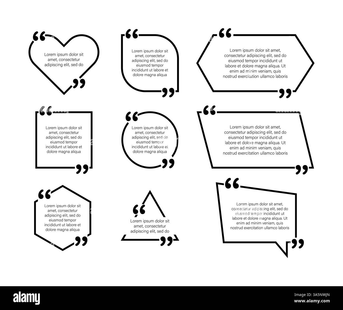 Set design elements quote. Commas. Vector illustration in flat style on ...