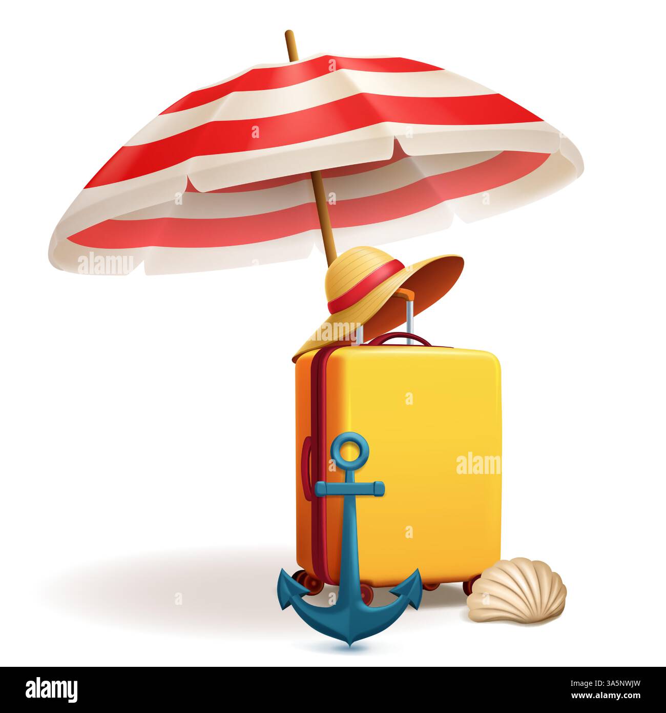 Straw umbrella, white sand beach Stock Vector Images - Alamy