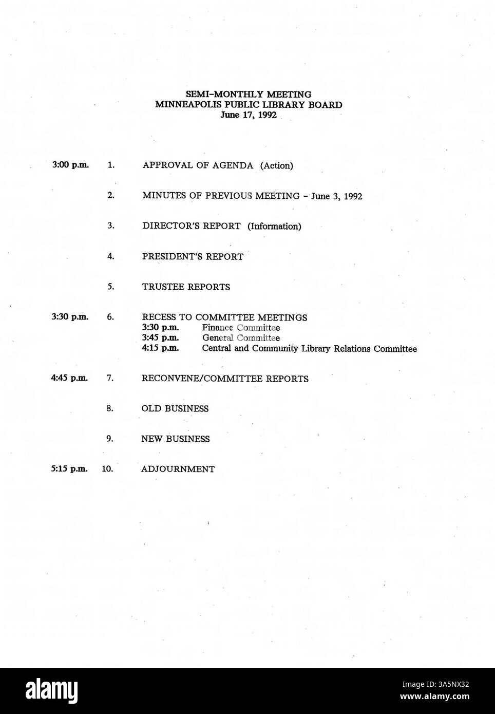 The 1992 meeting minutes document the minneapolis public library hi-res ...