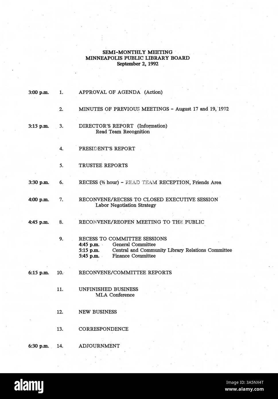 The 1992 meeting minutes document discussions on library funding ...