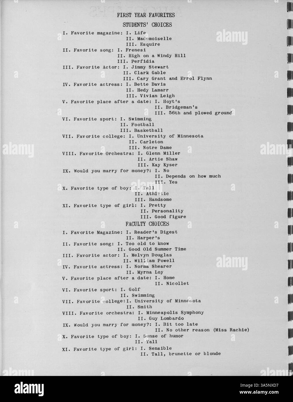 The 1941 southwest high yearbook reflects on the students hi-res stock ...