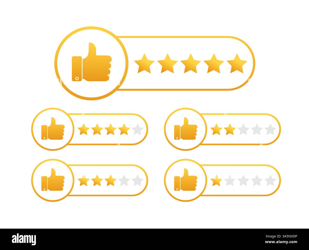 Star rating set in line art style on white background. Vector icon. Customer feedback Stock ...
