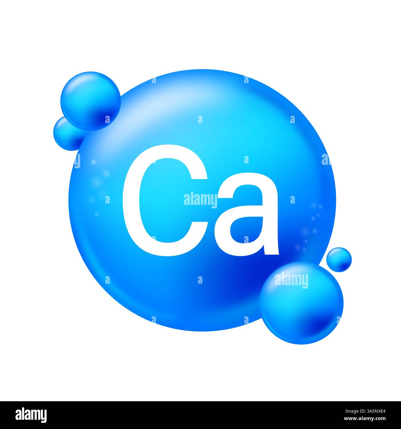 Calcium icon structure chemical element round shape circle light blue ...