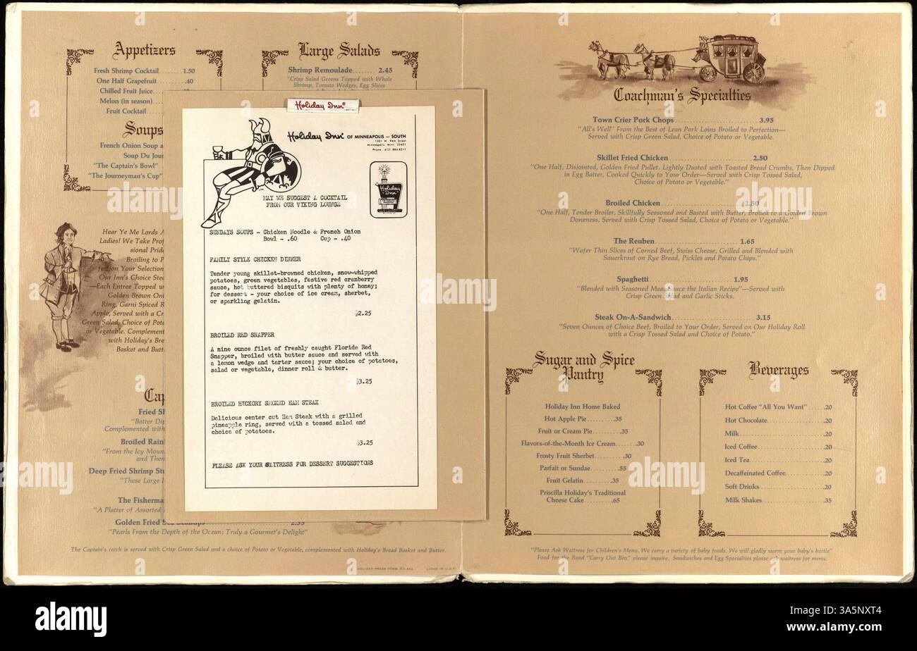 A Holiday Inn menu featuring a historical introduction about the brand ...