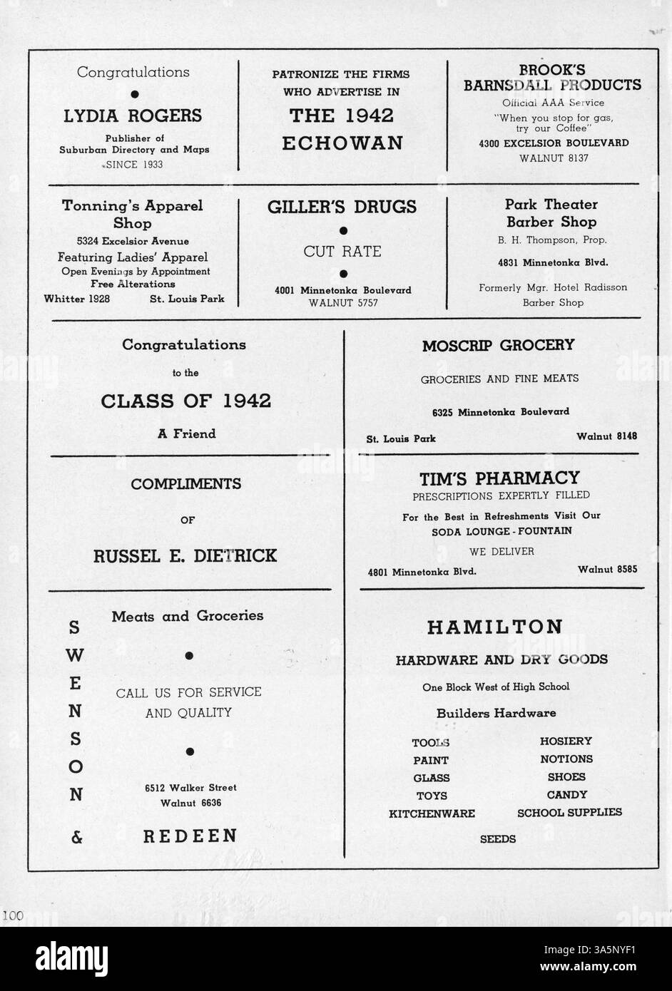 This 1942 echowan yearbook highlights key moments from the 1941 hi-res stock photography and ...