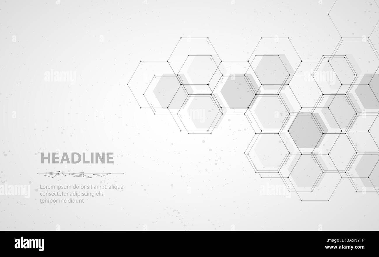 Grey hexagon abstract background. Honeycomb texture, medical technology Stock Vector Image & Art ...