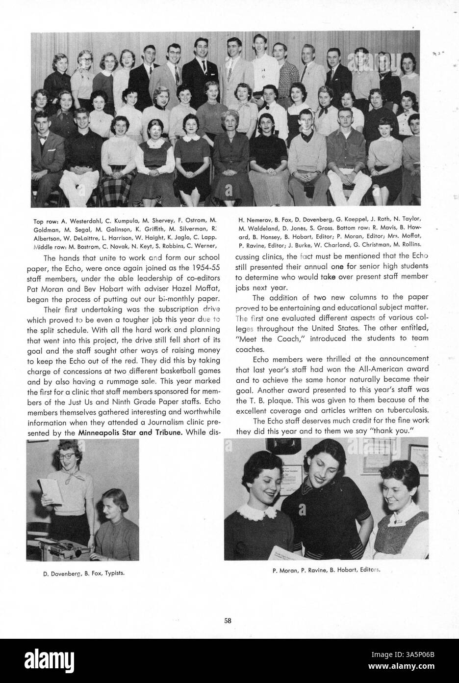 The 1955 Echowan yearbook from St. Louis Park High School documents the ...
